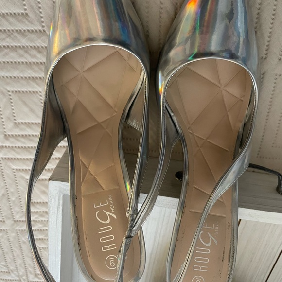 Rouge Helium | Shoes | Rouge Helium Iridescent Silver Heels | Poshmark